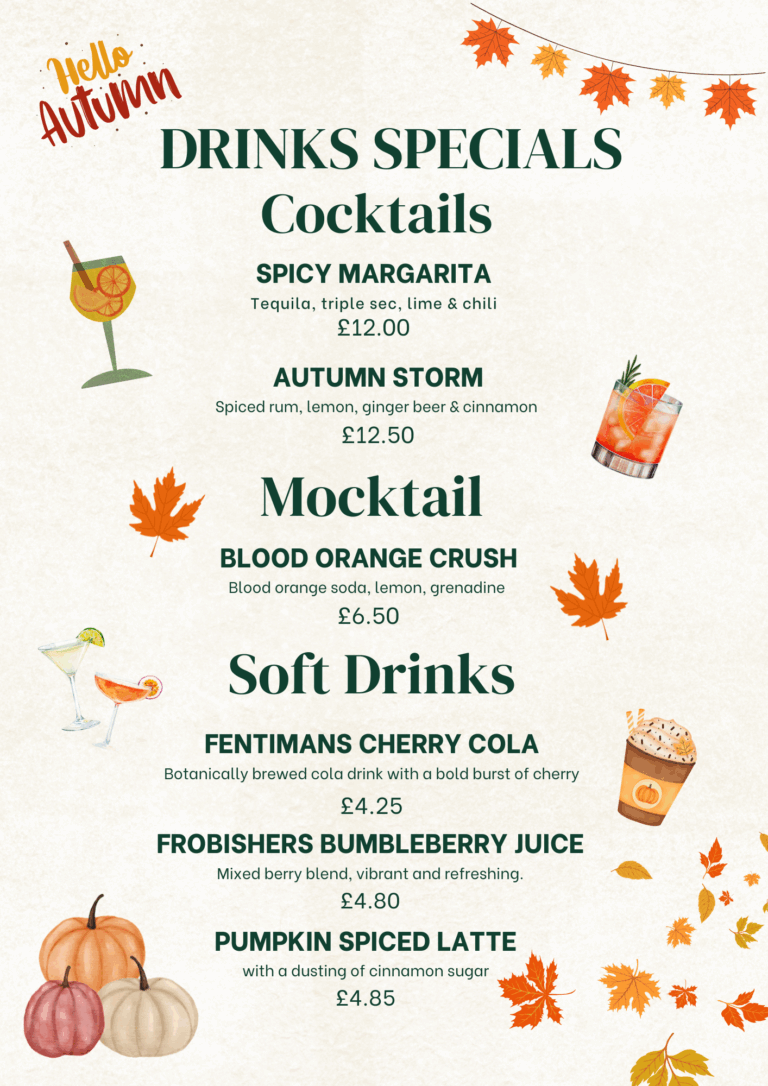 Autumn Drinks Specials | St Julians Club, Sevenoaks, Kent